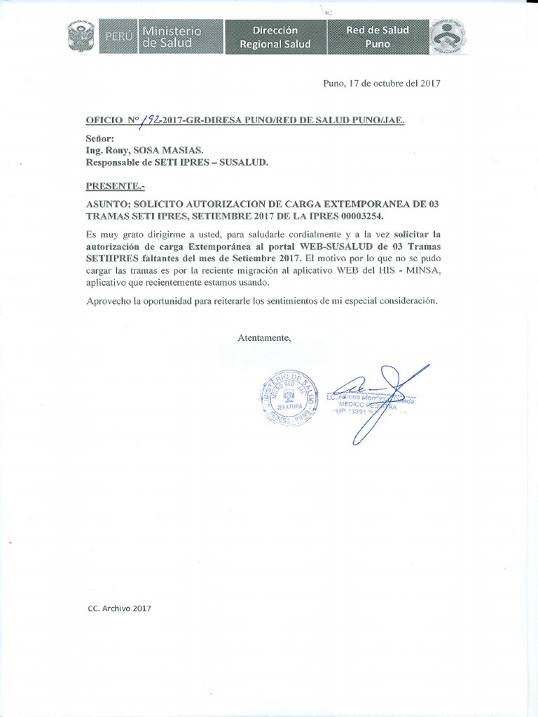 Oficio - Susalud | PDF