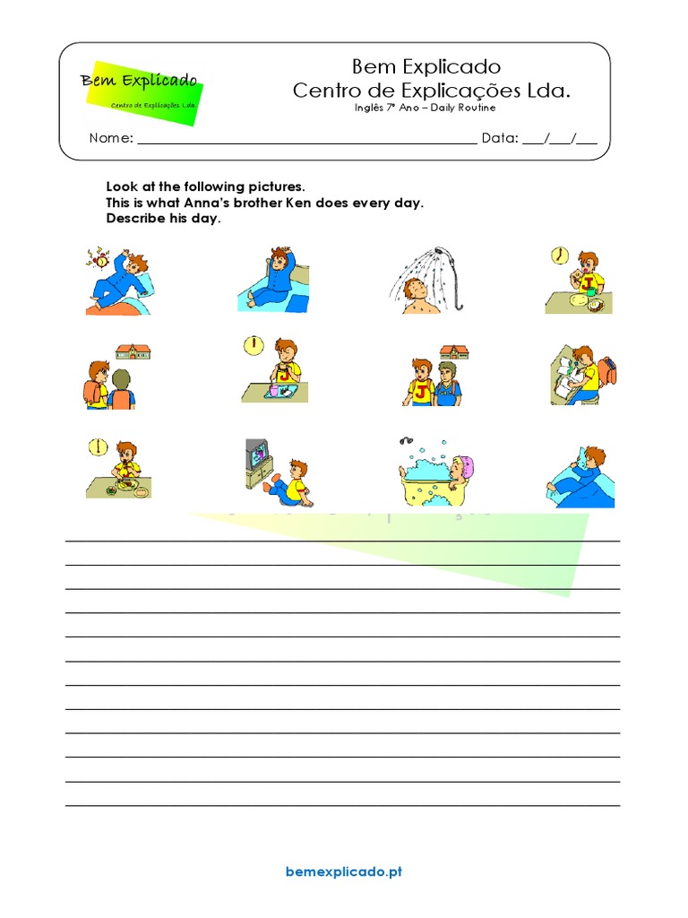 2.2 Ficha de Trabalho - Daily Routine | PDF