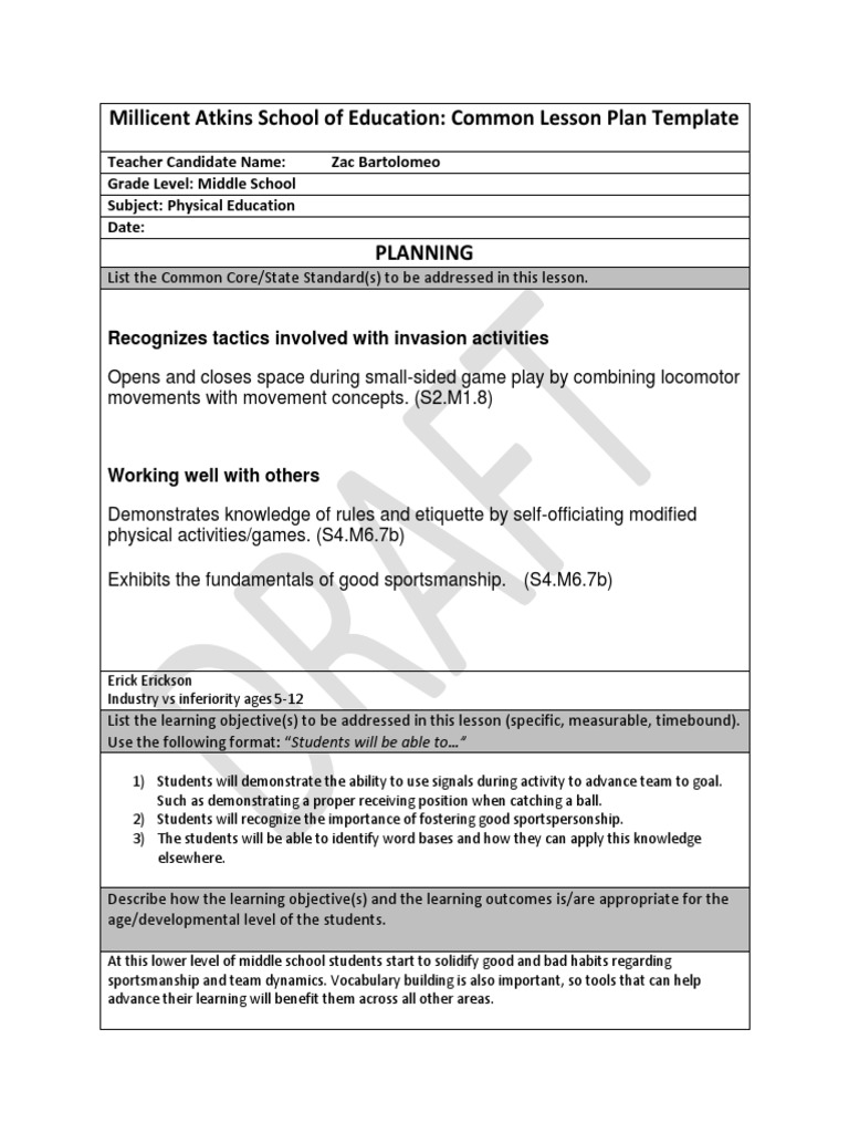 Pe Lesson Plan | PDF | Educational Assessment | Classroom Management