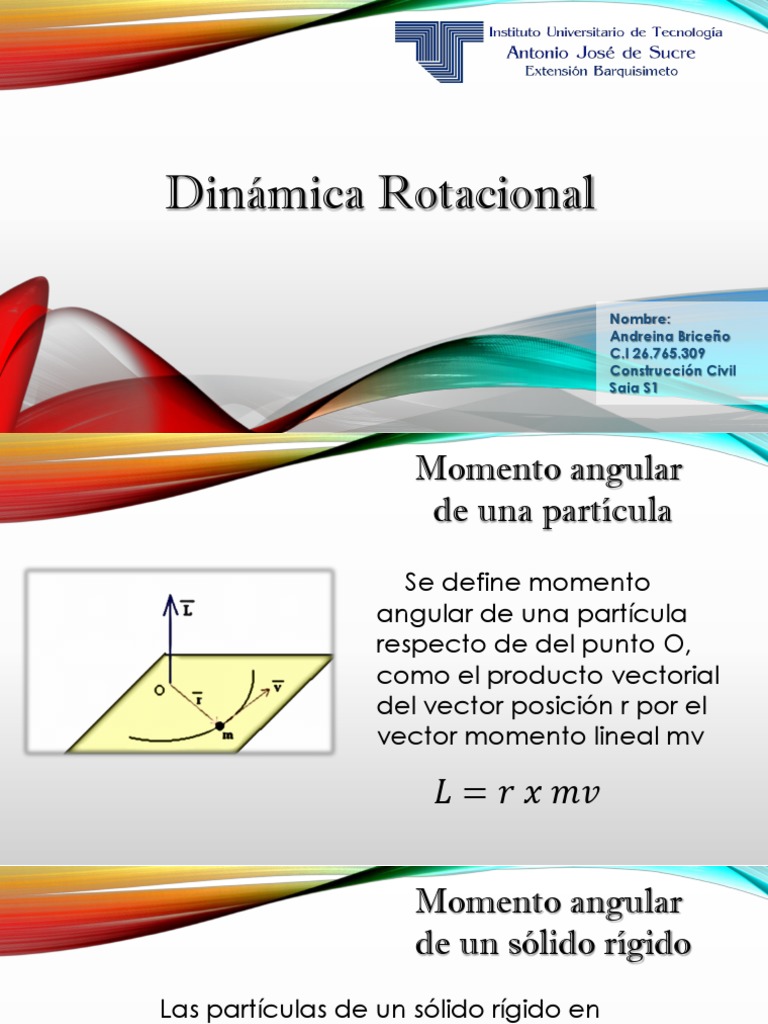Trabajo Física I S1 Dinamica Rotacional | Rotación | Momento angular ...