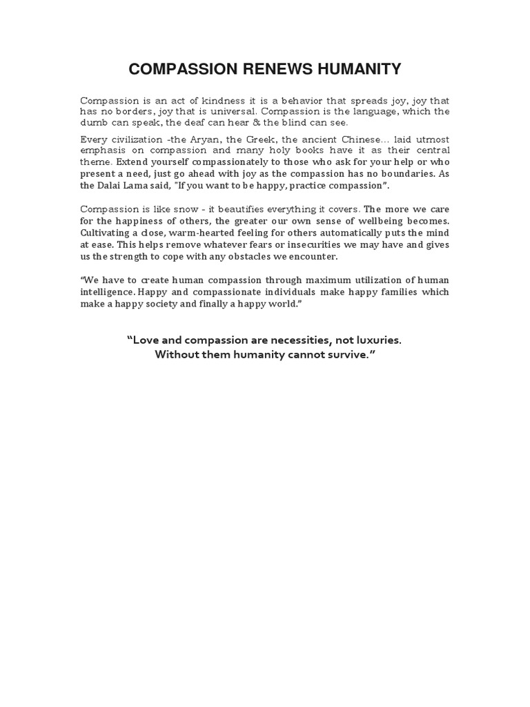 The Power of Compassion: How Spreading Joy and Kindness Renews Humanity ...