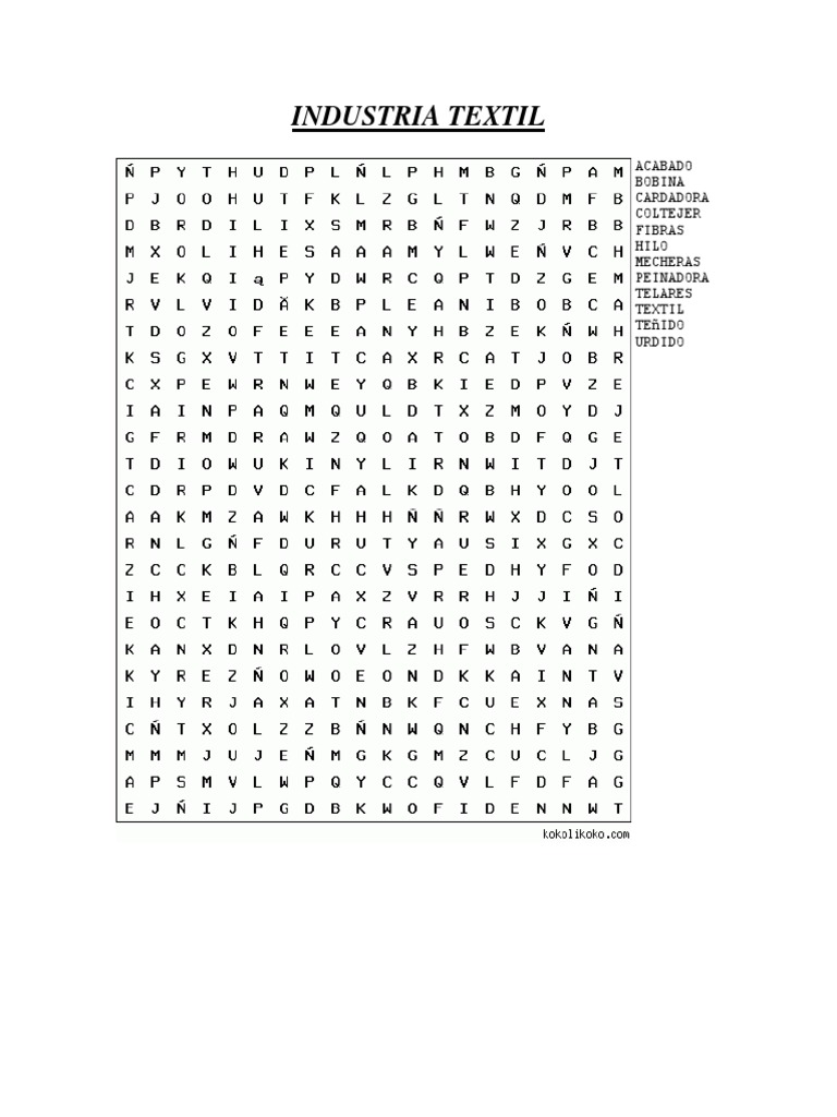 Industria Textil Sopa de Letras | PDF
