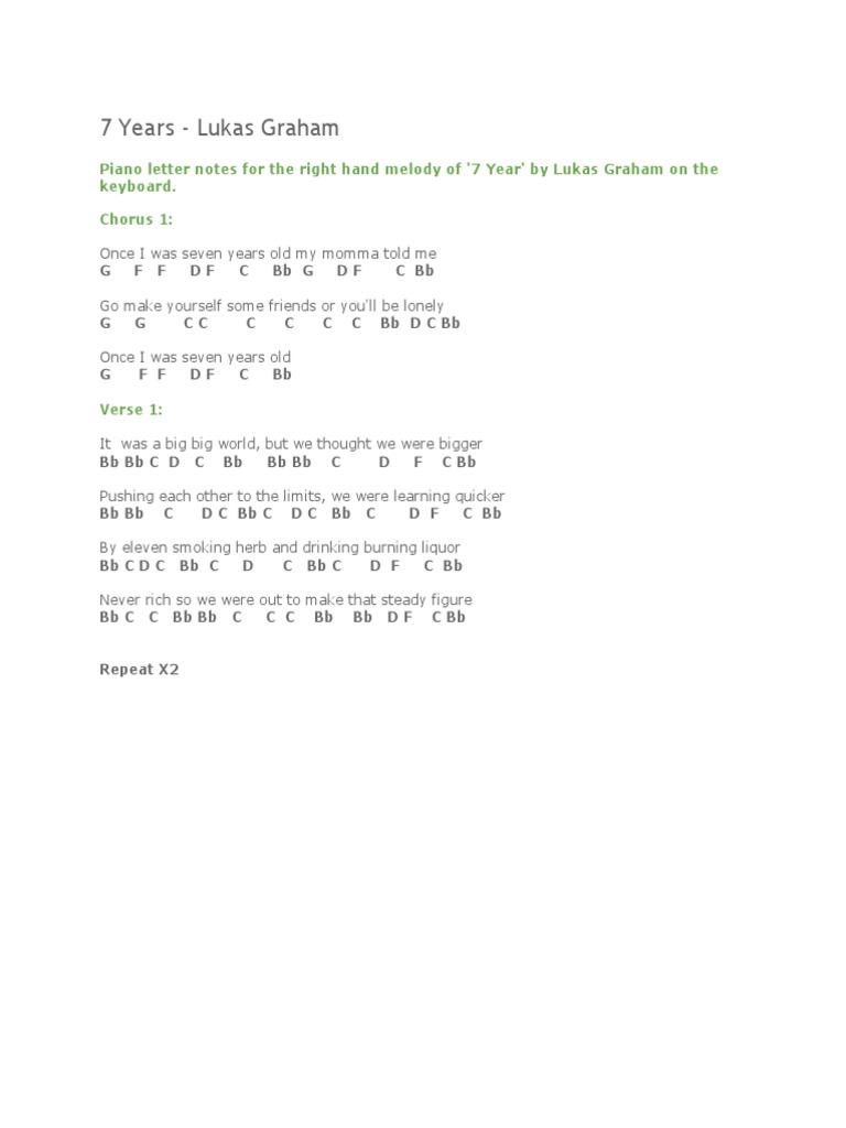 7 Years | PDF | Musical Compositions | Musical Forms