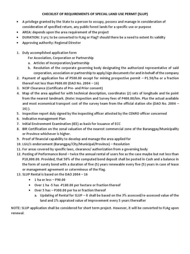 Checklist of Requirements of Special Land Use Permit | PDF | Government ...