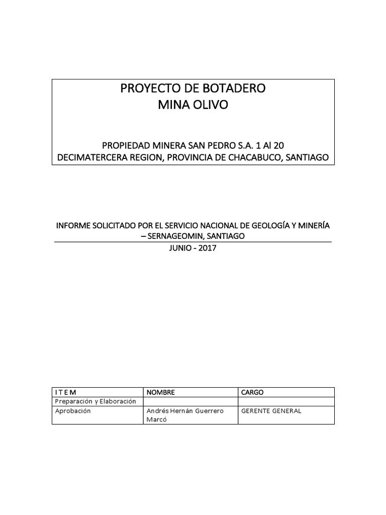 Diseño del Botadero Mina Olivo | PDF | Minería | Ciencias de la Tierra