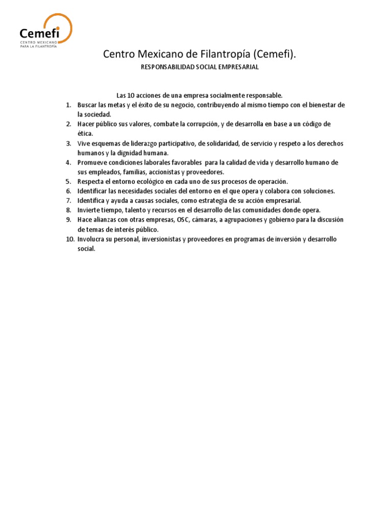 Modelo CEMEFI | PDF | Responsabilidad social corporativa | Calidad ...