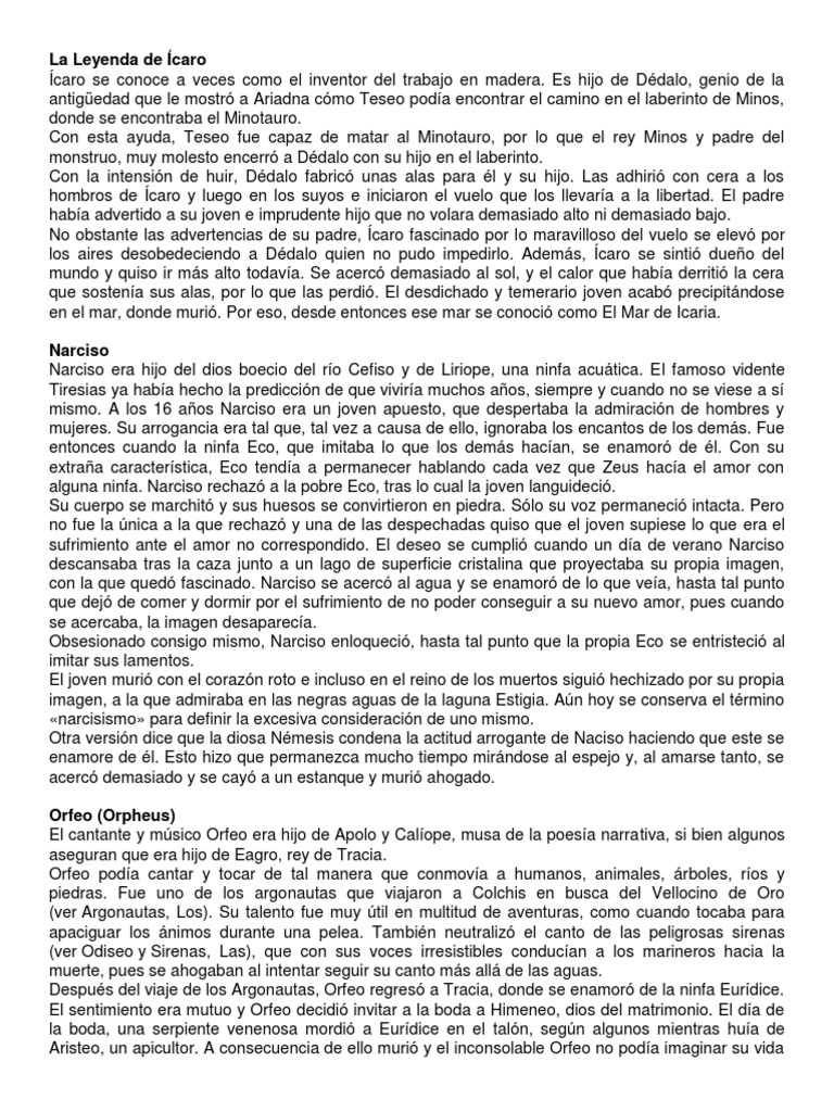 La Leyenda de Ícaro | PDF | Orfeo | Minotauro
