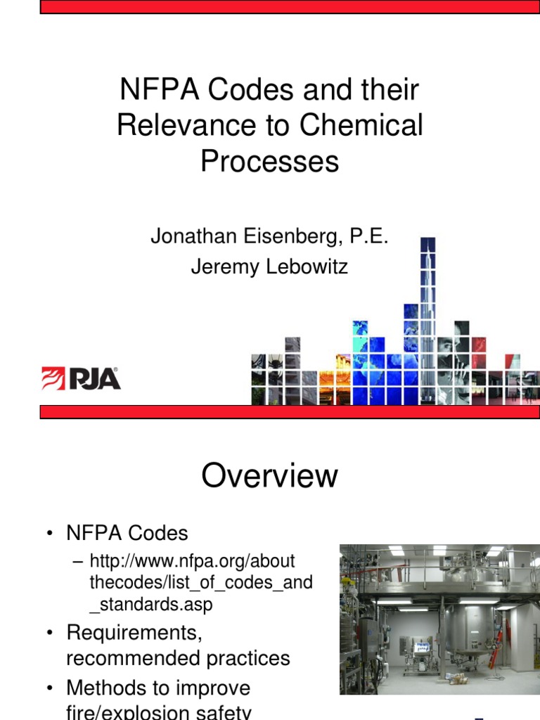 NFPA Codes and Their Relevance To Chemical Processes: Jonathan ...