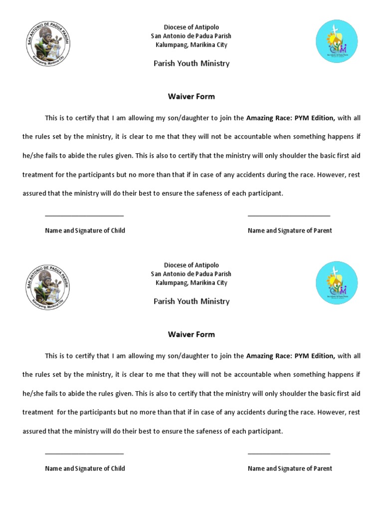 Parish Youth Ministry: Waiver Form | PDF