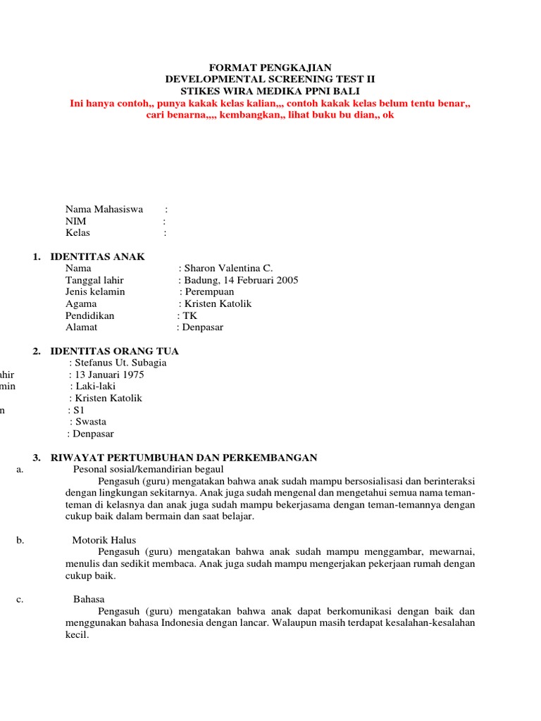 Contoh Format DDST II | PDF