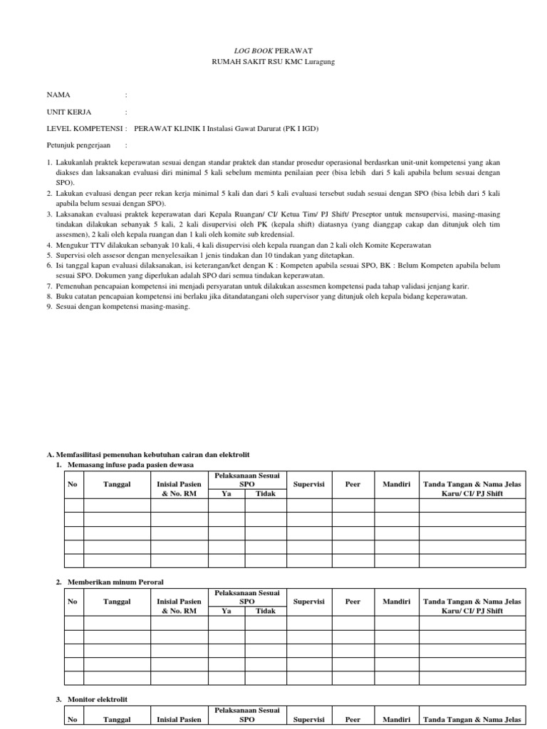 Log Book Perawat PK I Igd | PDF
