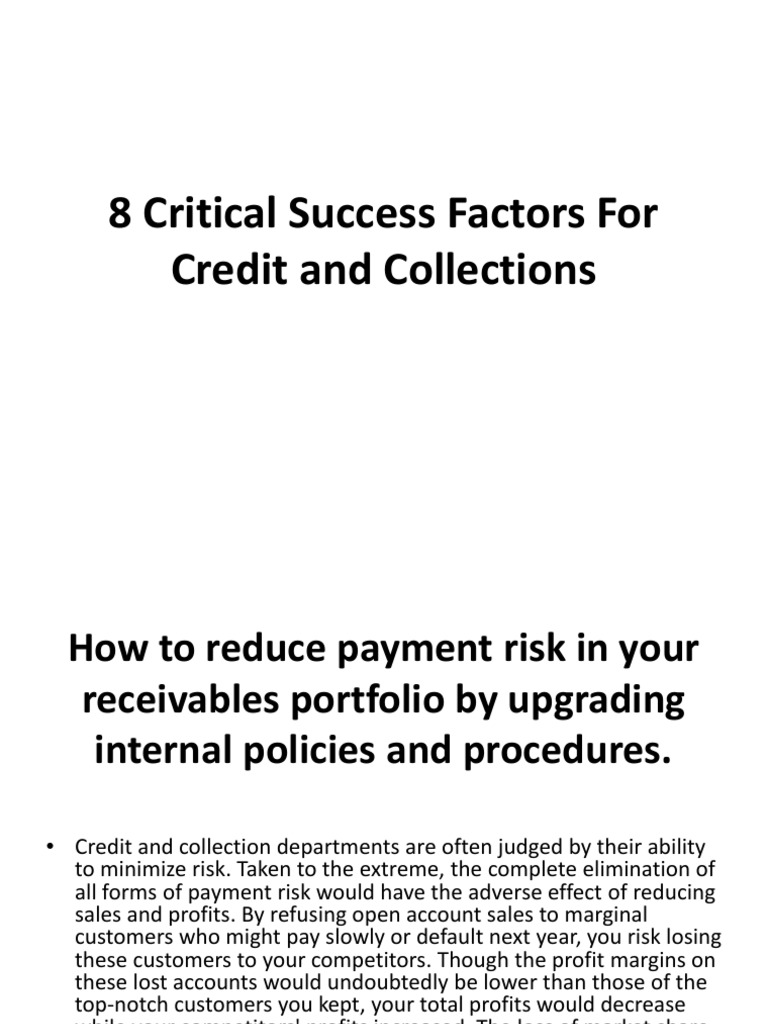 8 Critical Success Factors For Credit and Collections | PDF | Profit ...