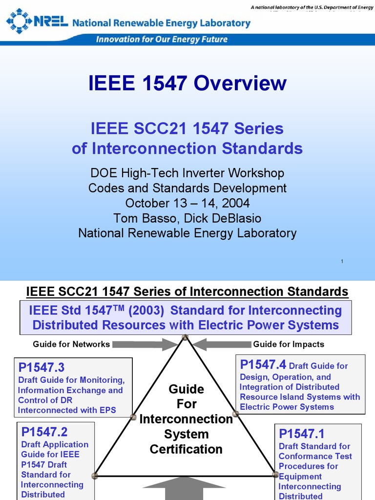 IEEE 1547 Overview: IEEE SCC21 1547 Series of Interconnection Standards ...