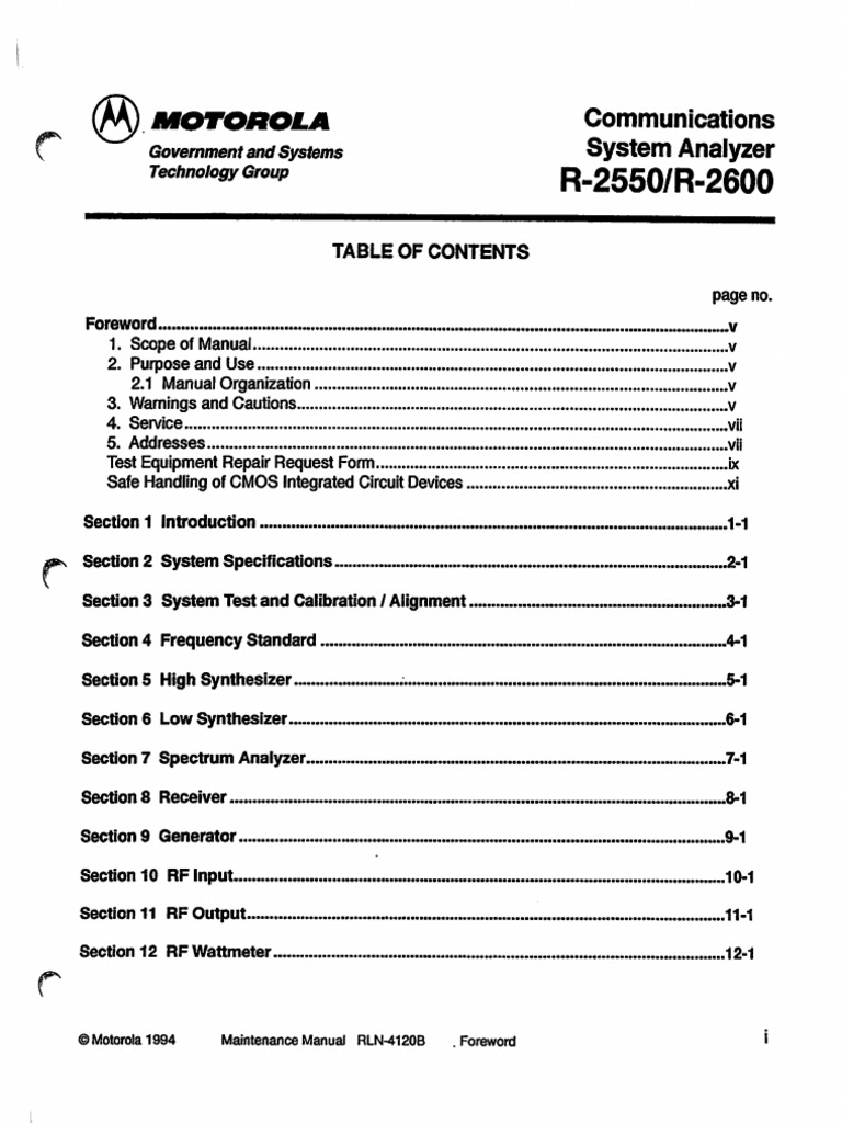 Motorola R2550-R2600 Table of Contents | PDF | Electronic Circuits ...