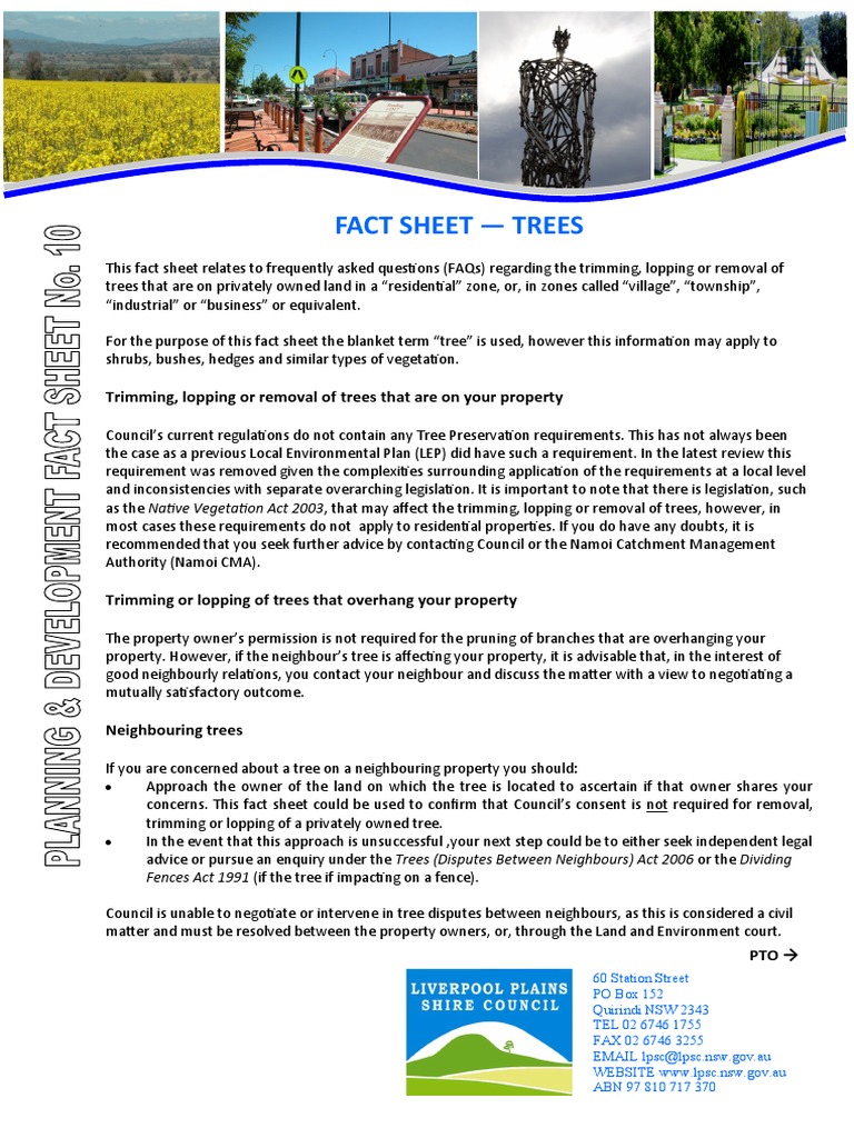 Fact Sheet - Trees: Trimming, Lopping or Removal of Trees That Are On ...
