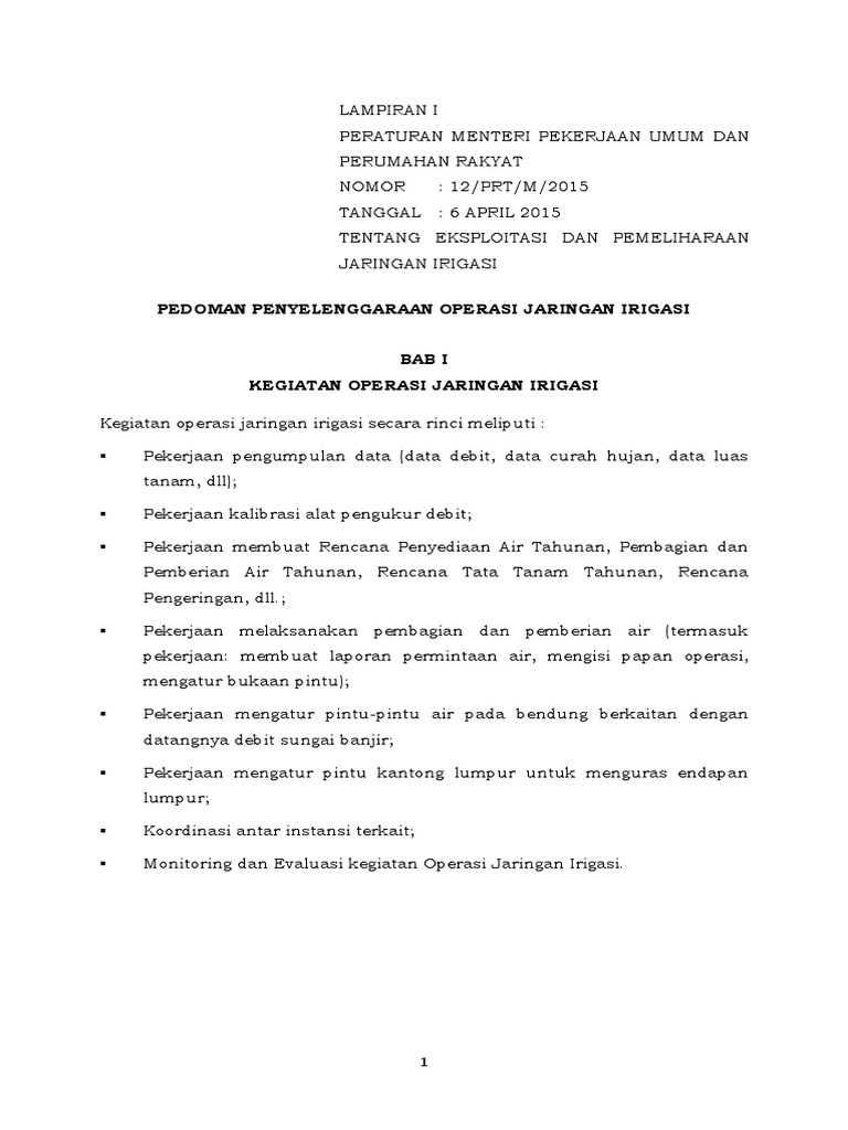 Pedoman Operasi Jaringan Irigasi | PDF | Sains & Matematika