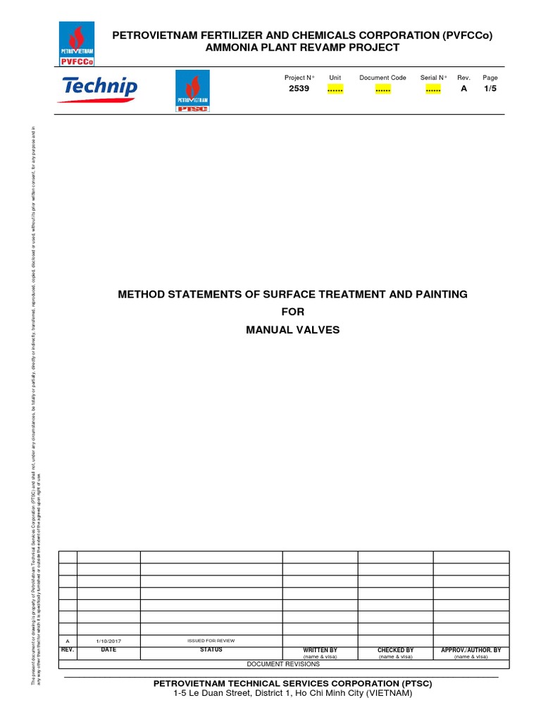 Method Statements of Surface Treatment and Painting For Valves Nh3 ...