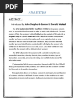 ATM System Problem Statements | PDF