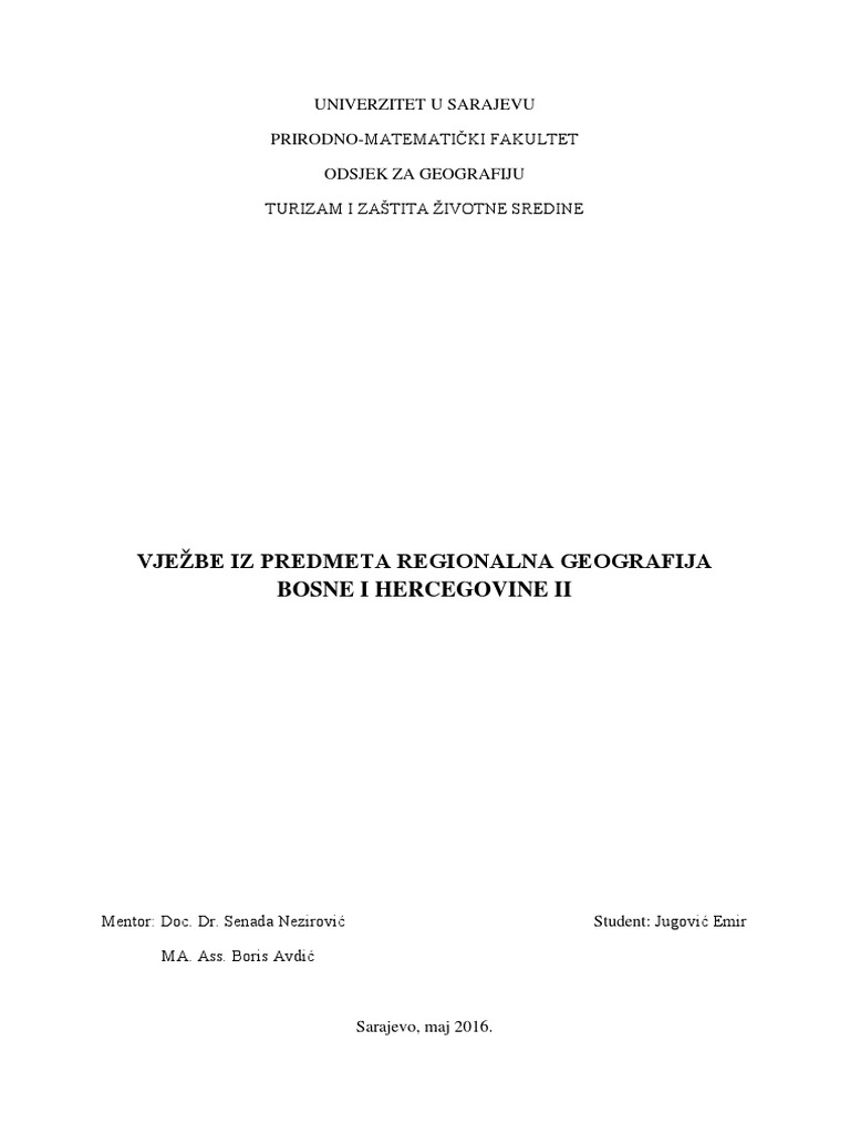 Regionalna Geografija BiH Skripta | PDF