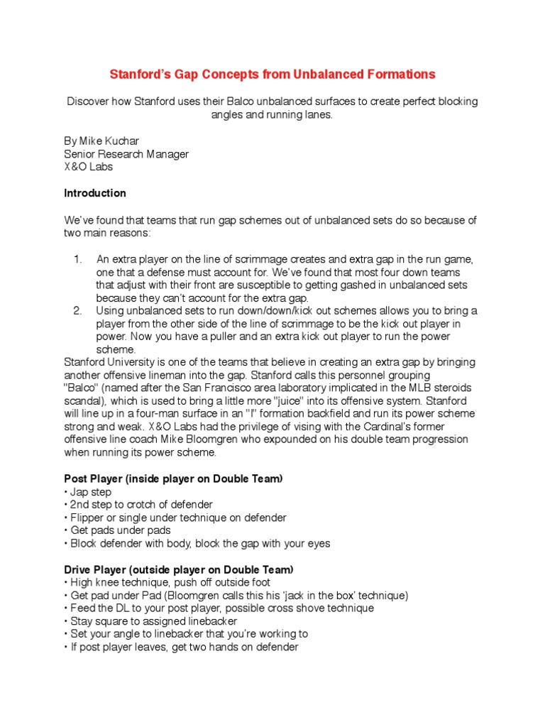 Standford's Gap Concept From Unbalanced Formations | PDF | Sports Rules ...