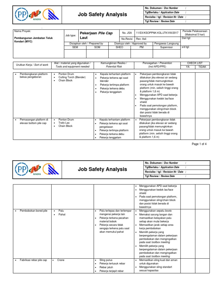 11 JSA Pekerjaan Pile Cap Laut 11 JSA Pekerjaan Pile Cap Laut
