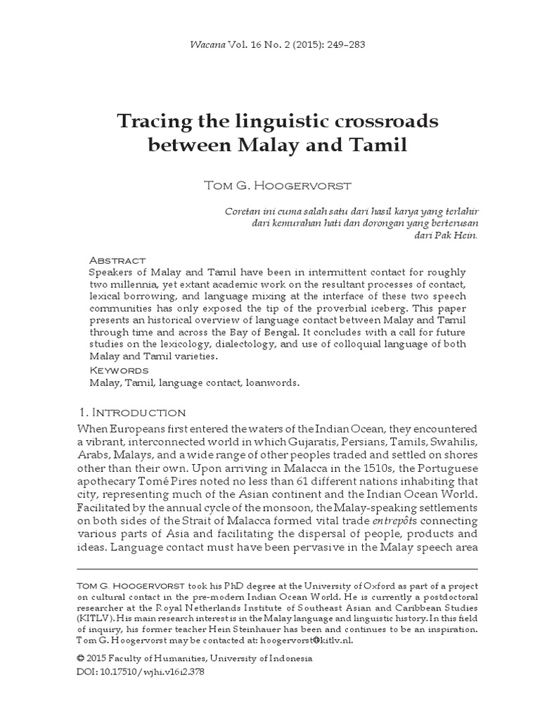 Tom Hoogervorst (2015) - Tracing The Linguistic Crossroads | PDF ...