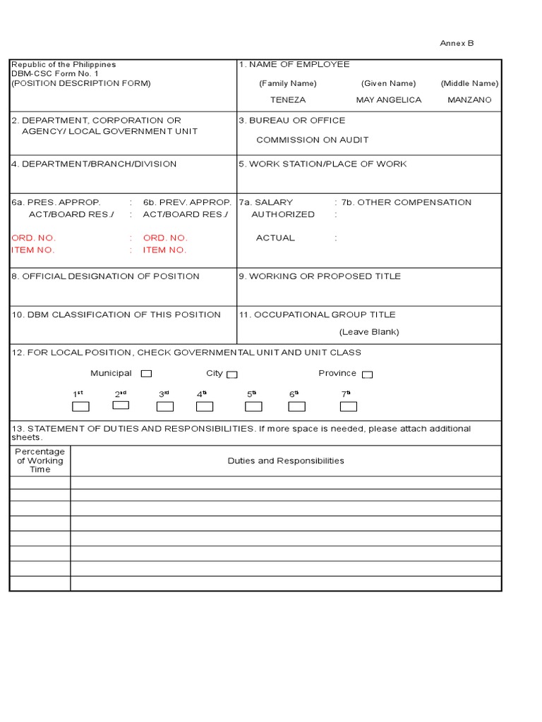 Copy-Of-position Description Form PDF | PDF | Government | Business