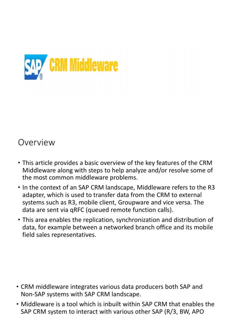 Sap Crm Middleware Download Free Pdf Customer Relationship Management Information