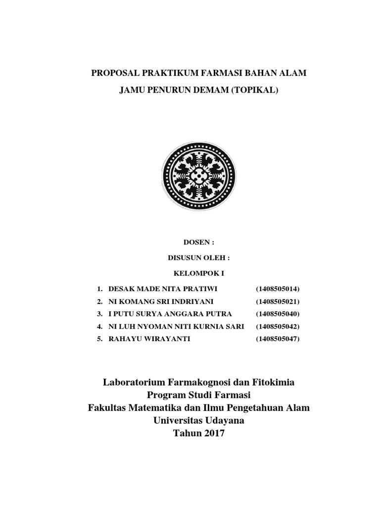 Proposal Praktikum Farmasi Bahan Alam 17 | PDF | Pengembangan Diri | Kesehatan Holistik