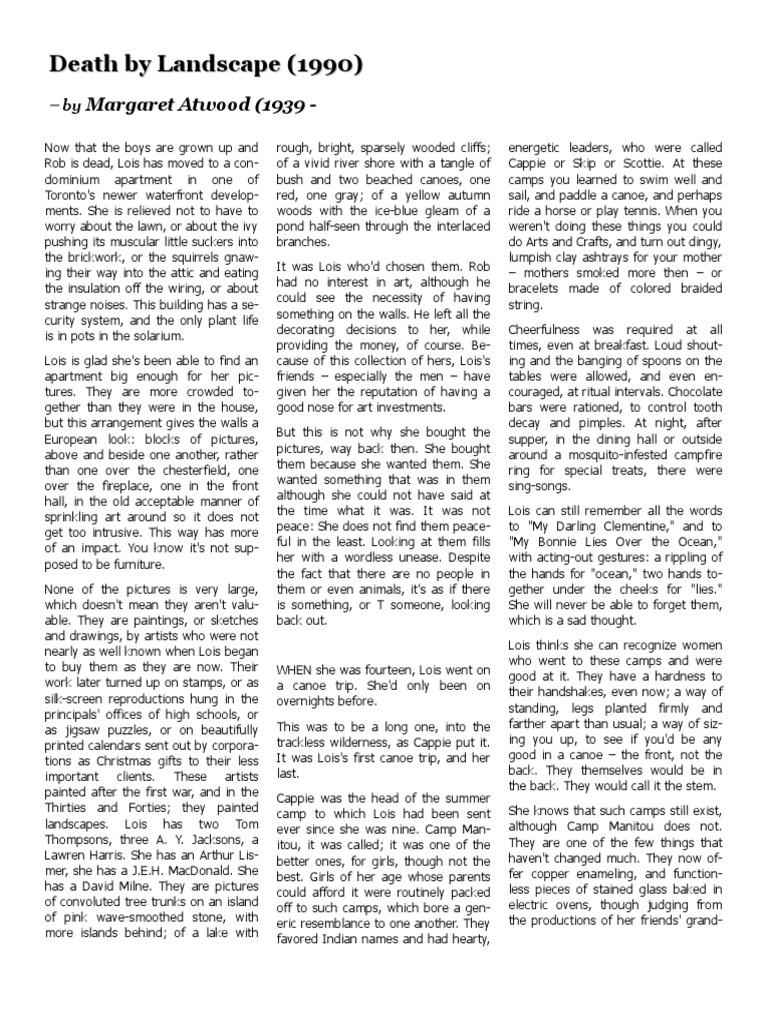 DeathByLandscape Atwood PDF | PDF | Nature | Leisure