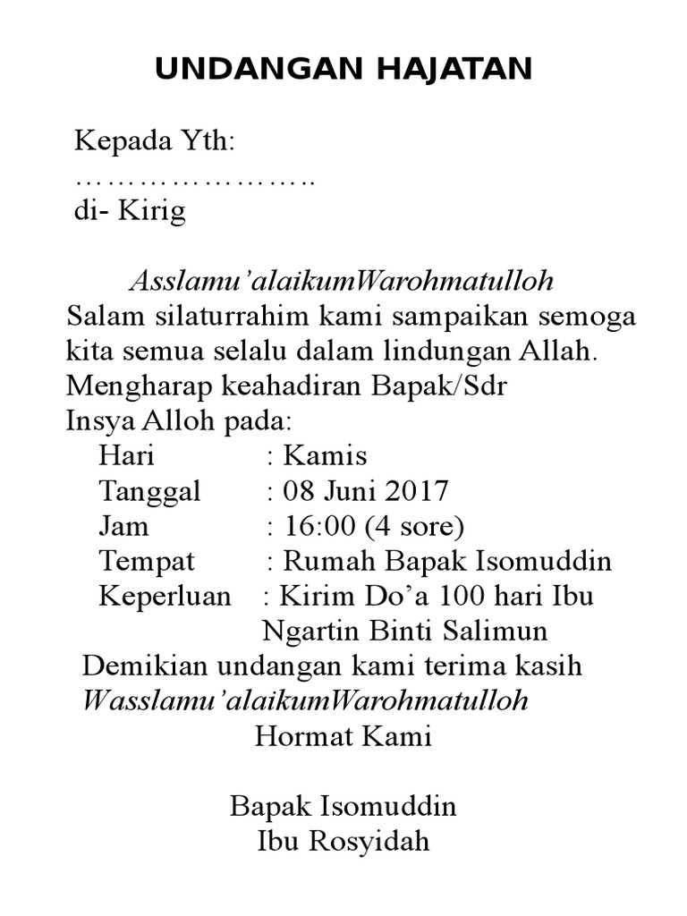 Undangan Hajatan | PDF
