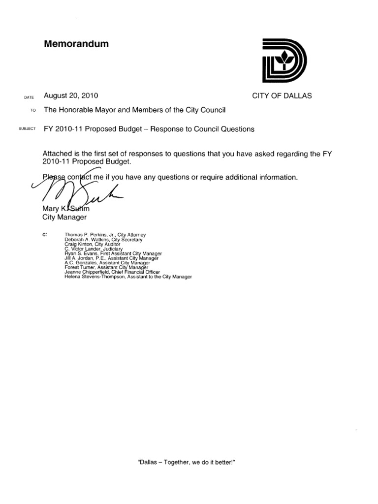 Memorandum: City of Dallas | PDF | Real Estate Appraisal | Debt