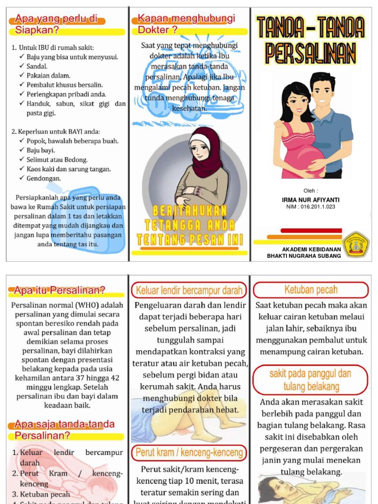 Leaflet Tanda-Tanda Persalinan Irma Cemong PDF | PDF