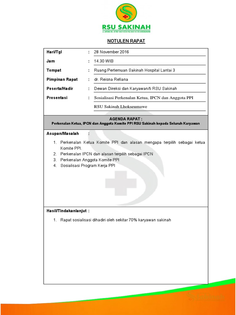 Notulen Rapat Pembentukan Komite I Pdf