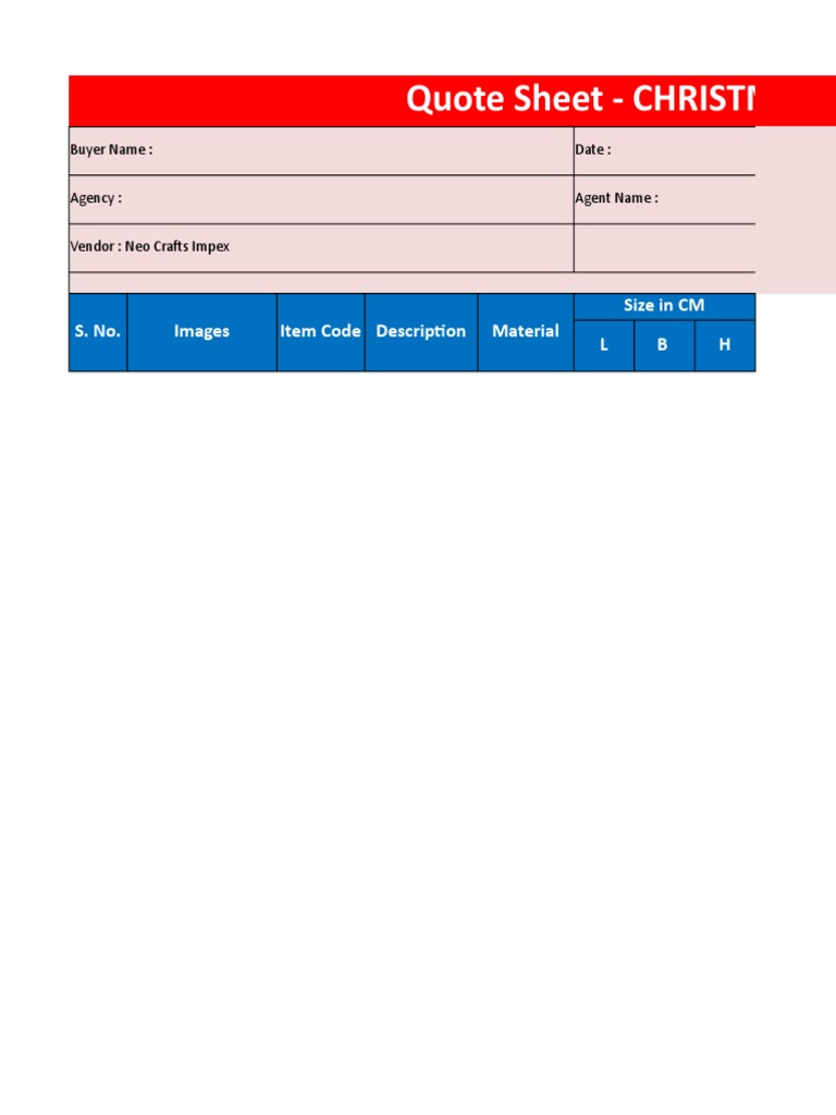 Quote Sheet | PDF