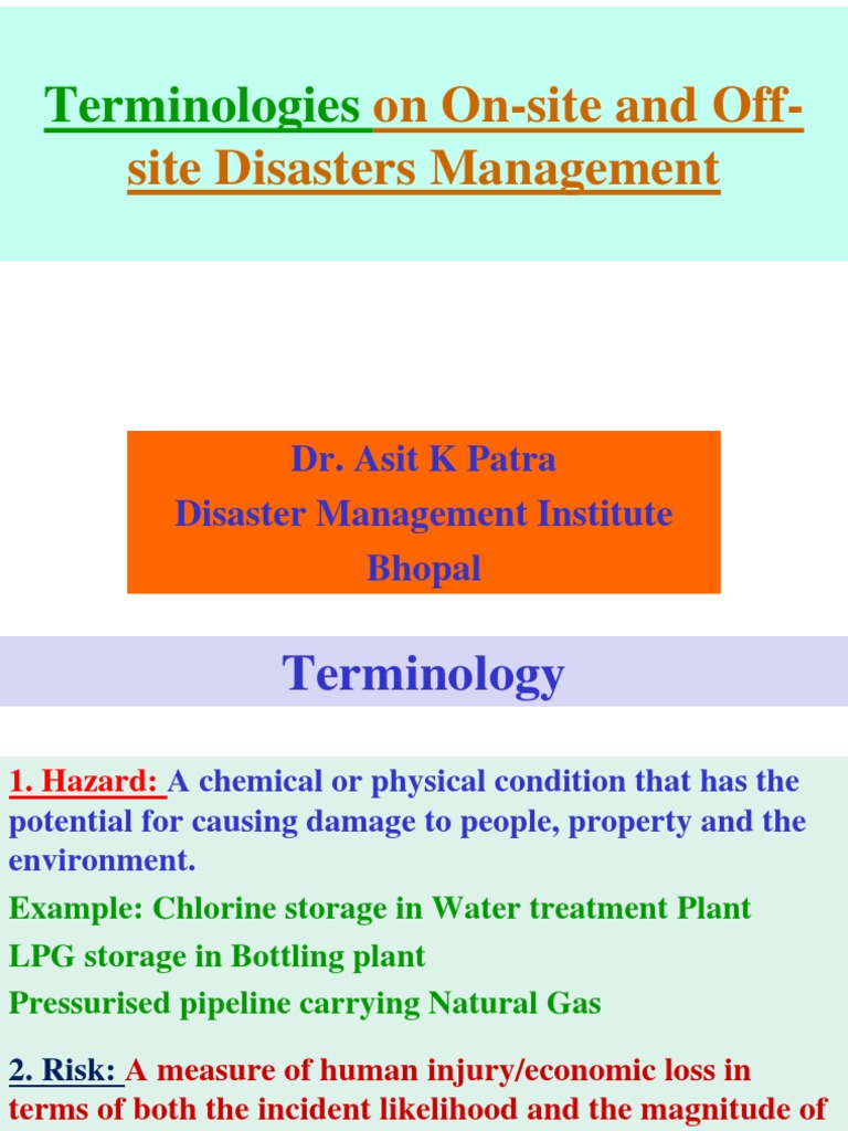 On On-Site and Off-Site Disasters Management: Terminologies | PDF | Law ...