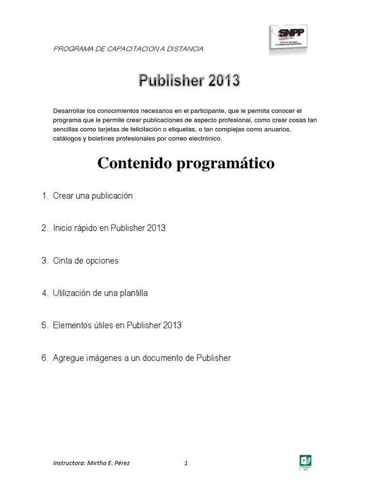 Manual de Publisher 2013 - Primera Parte | PDF | Point and Click | Software