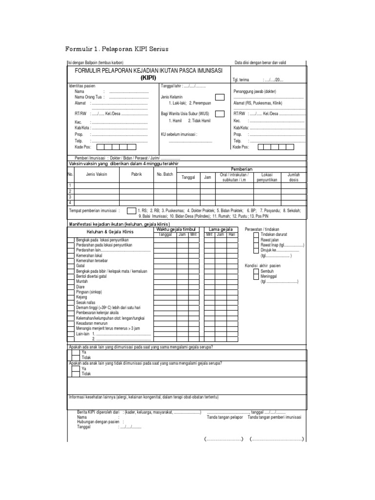 Formulir KIPI PDF | PDF