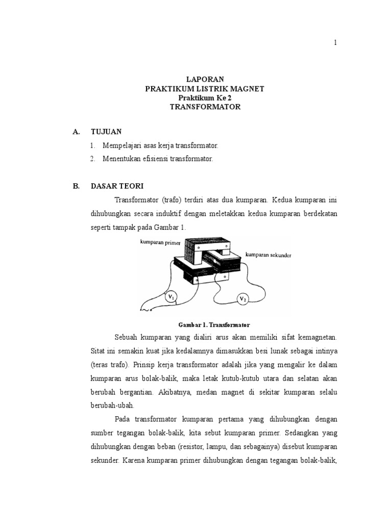 Praktikum 2 Transformator | PDF | Metode & Bahan Ajar | Sains & Matematika
