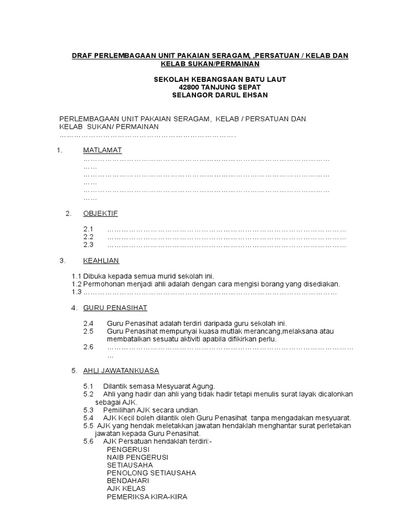 Draf Perlembagaan Persatuan | PDF