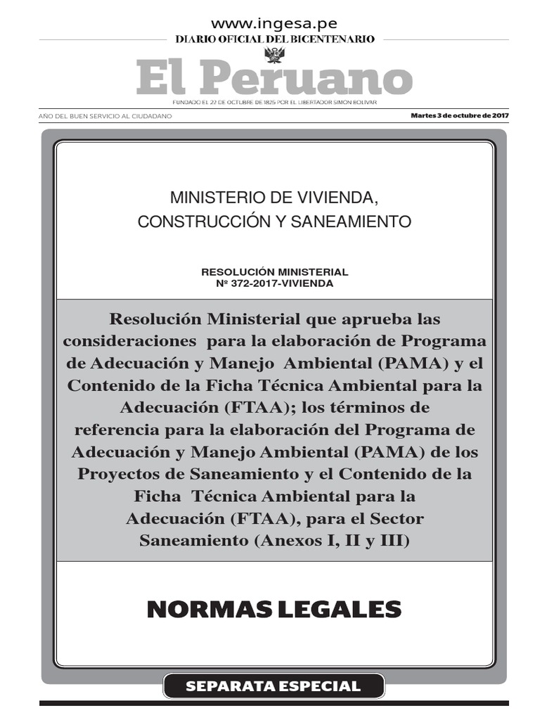 Aprueban Consideraciones para La Elaboracion Del-PAMA y FTAA | PDF ...
