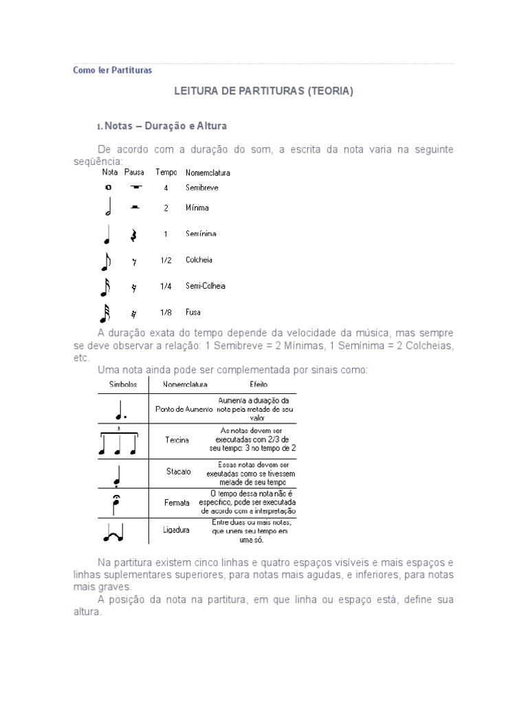 Como Ler Partituras | PDF | Partituras | Teoria da Música