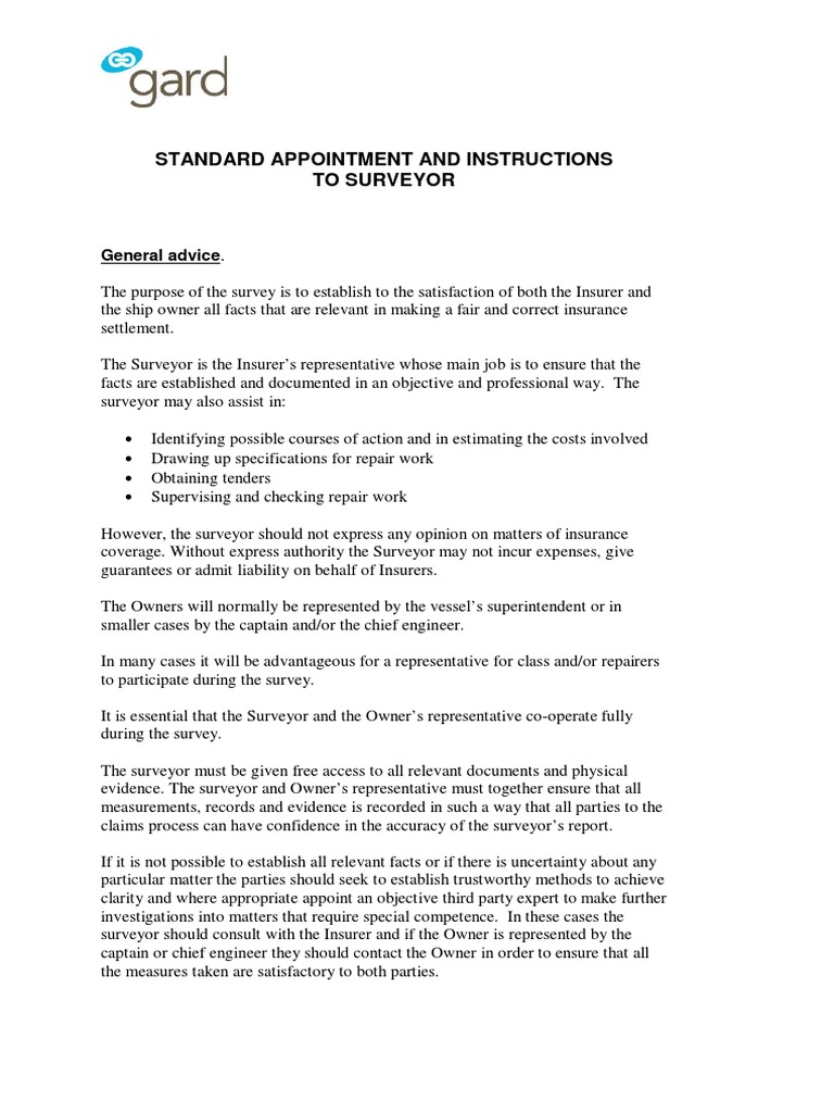 MCL Standard Appointment and Instructions To Surveyor | PDF | Surveying ...