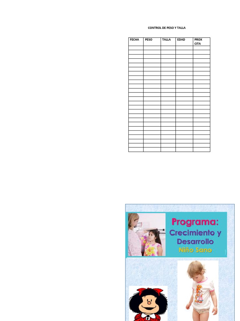 Control de Peso y Talla Infantil | PDF