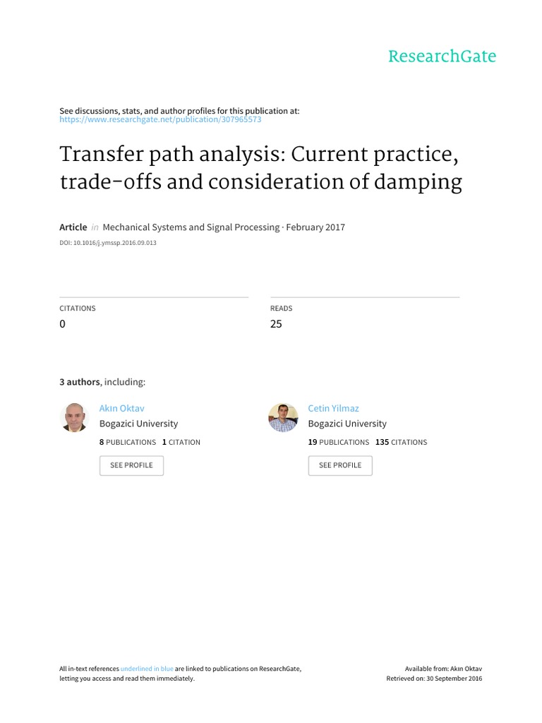 Transfer Path Analysis and Consideration of Damping | PDF | Matrix (Mathematics) | Errors And ...
