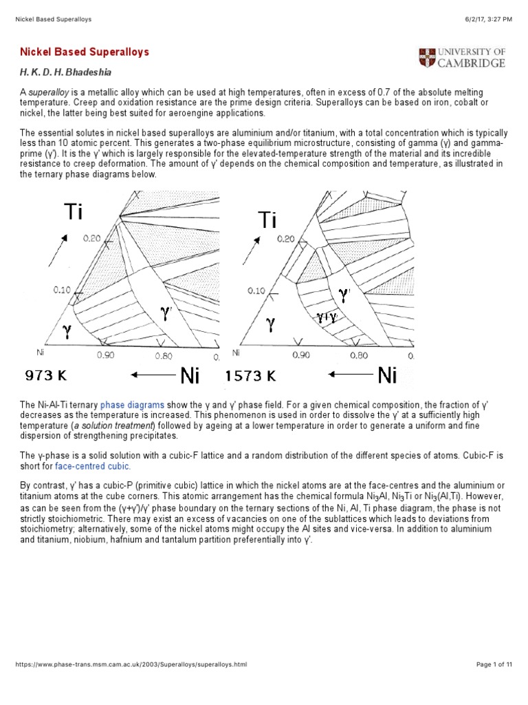 Nickel Based Superalloys: H. K. D. H. Bhadeshia | PDF | Crystallite ...