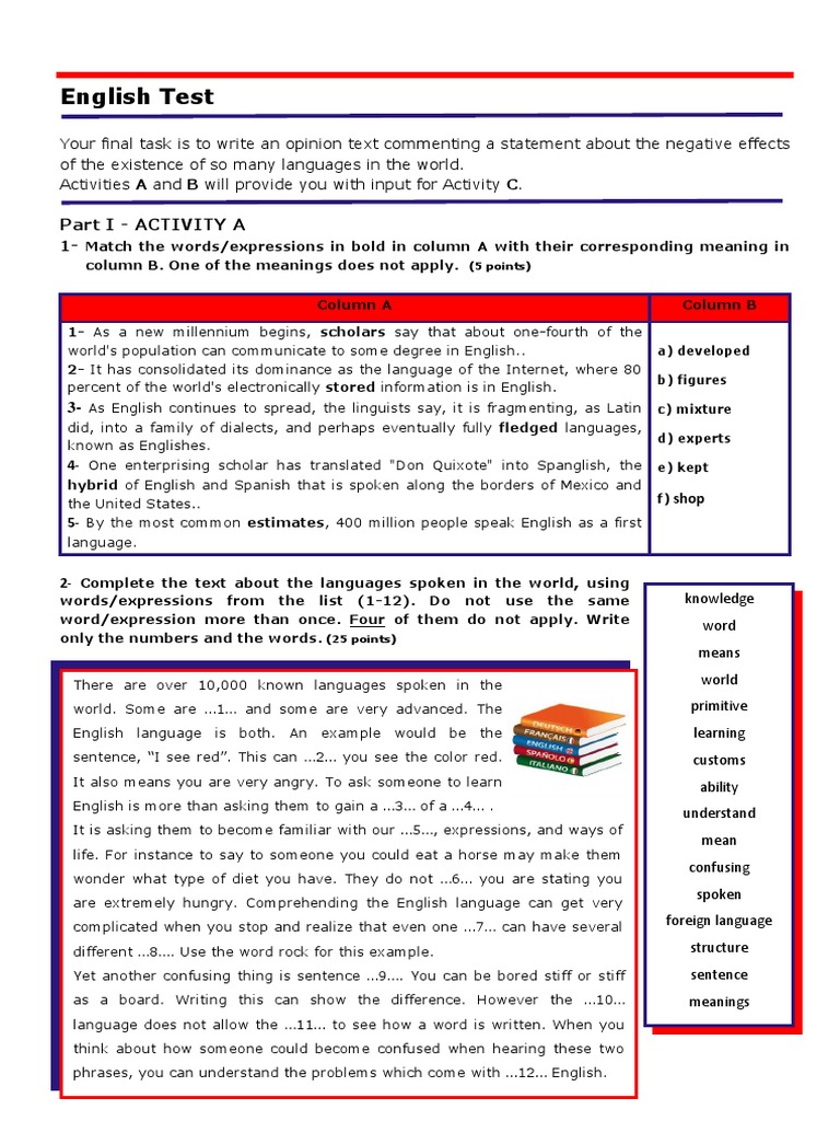 Test A World of Many Languages Tests 41440 | PDF | English Language ...