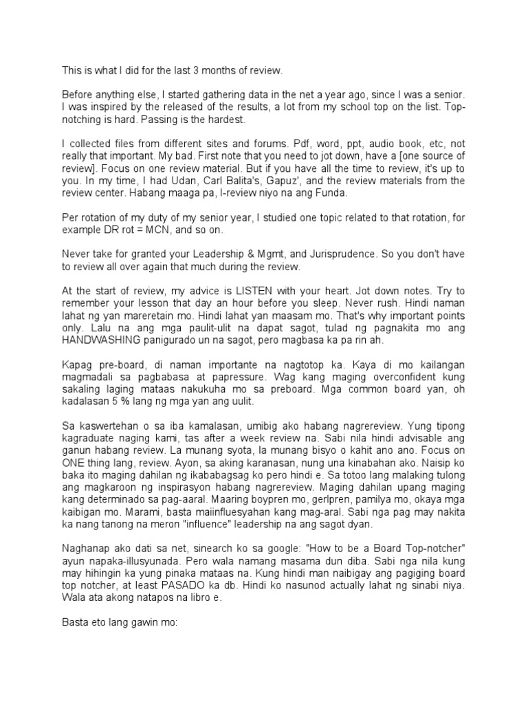 Tips in Passing The Nursing Board Exam | PDF