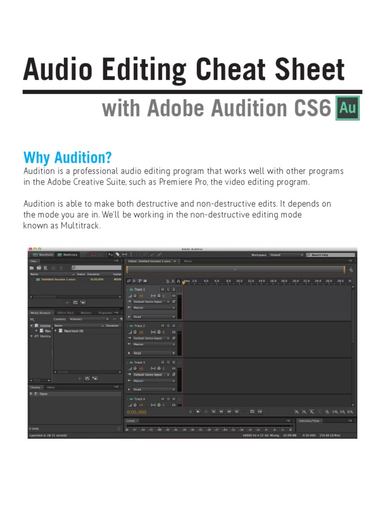 Adobe Auditions Cheat Sheet PDF | PDF | Computer File | Digital Technology