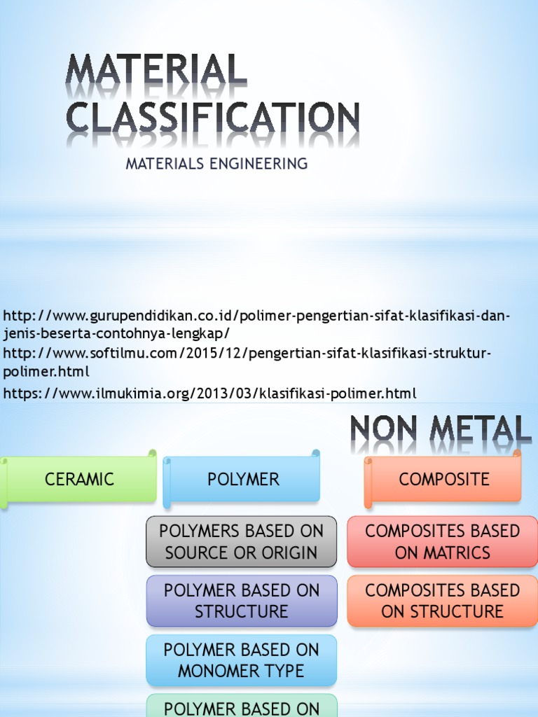 Material Classification Non Metal | PDF | Composite Material | Polymers